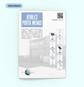 Porta Menús ajustable de aluminio para cartas de restaurantes